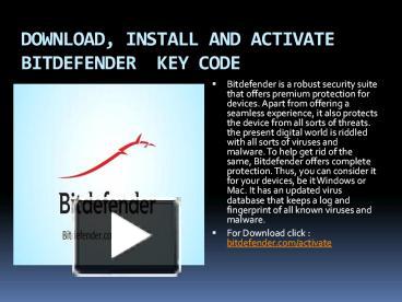 PPT – bitdefender.com/activate | DOWNLOAD, AND ACTIVATE BITDEFENDER KEY ...