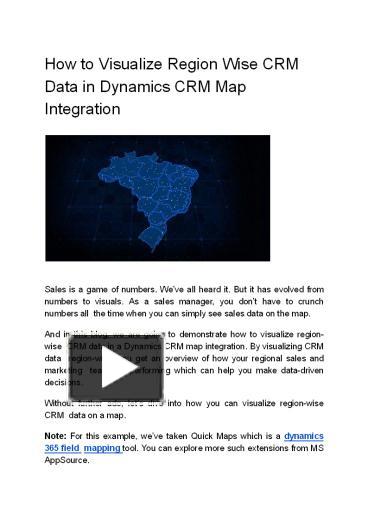 PPT – How to Visualize Region Wise CRM Data in Dynamics CRM Map ...