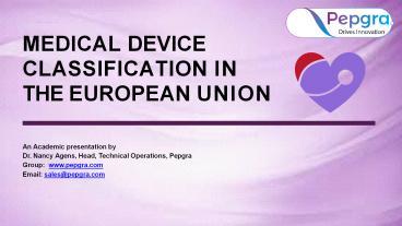 Medical Device Classification in the European Union – Pepgra.com ...