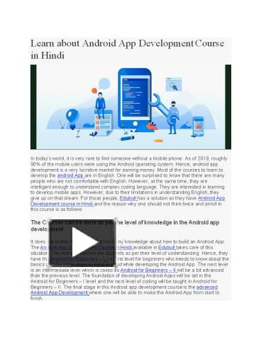 Learn about Android App Development Course in Hindi presentation | free ...