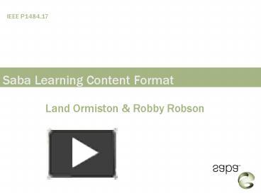 Saba Learning Content Format presentation | free to download