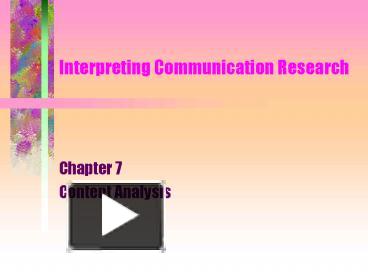 PPT – Interpreting Communication Research PowerPoint presentation ...