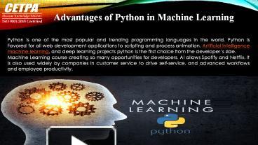 PPT – Advantages of Python in Machine Learning PowerPoint presentation ...