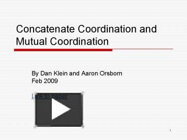 PPT – Concatenate Coordination and Mutual Coordination PowerPoint ...