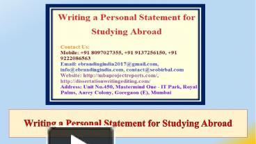 PPT – Writing a Personal Statement for Studying Abroad PowerPoint ...