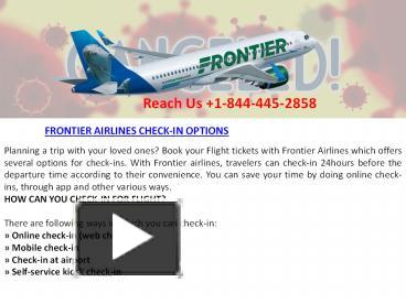 PPT – FRONTIER AIRLINES CHECK-IN OPTIONS PowerPoint presentation | free ...