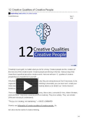 12 Creative qualities of creative people of all time. presentation ...