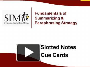 Slotted Notes presentation | free to view