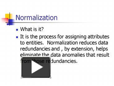 PPT – Normalization PowerPoint presentation | free to view - id: 90106 ...