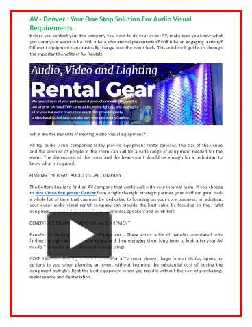 PPT – Av-denver: Audio Visual equipment and technical assistance ...