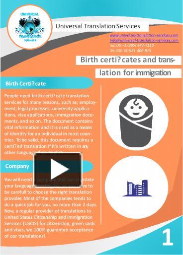Birth Certiﬁcates and Translation for Immigration presentation | free ...