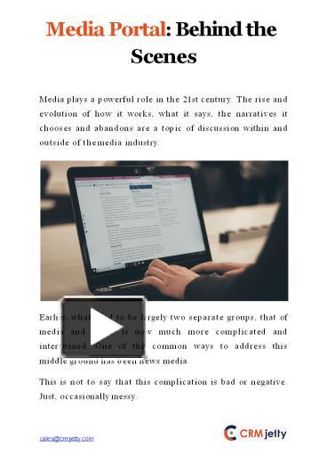 Media Portal: Behind the Scenes presentation | free to download
