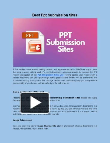 PPT – Best Ppt Submission Sites PowerPoint presentation | free to ...