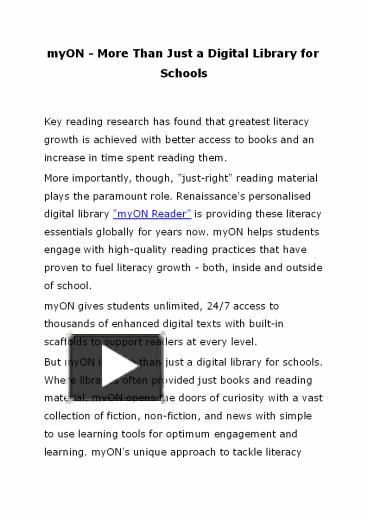 myON – More Than Just a Digital Library for Schools presentation | free ...