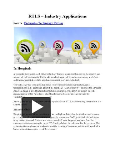 RTLS – Industry Applications presentation | free to download