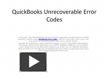 Resolve QuickBooks Error codes List presentation | free to download
