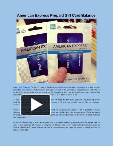 PPT – American Express Prepaid Gift Card Balance PowerPoint ...