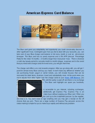PPT – American Express Card Balance PowerPoint presentation | free to ...