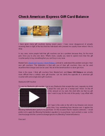 PPT – Check American Express Gift Cards Balance PowerPoint presentation ...