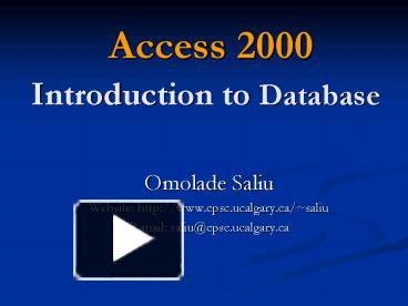 PPT – Introduction to Database PowerPoint presentation | free to view ...