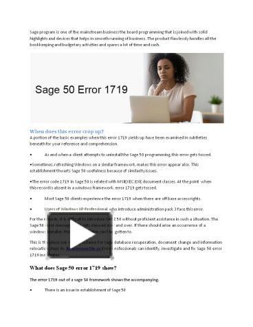 PPT – Sage 50 Error 1719 Resolved and Fix PowerPoint presentation ...