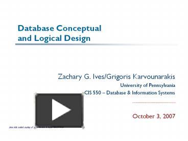 Database Conceptual and Logical Design presentation | free to download
