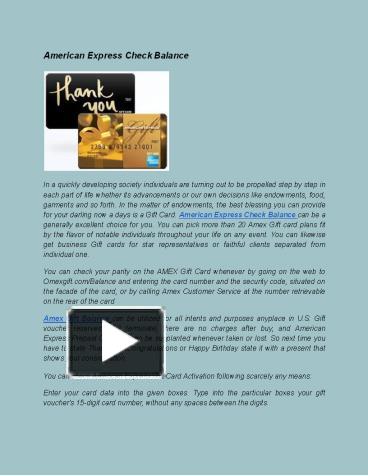 PPT – American Express Check Balance PowerPoint presentation | free to ...