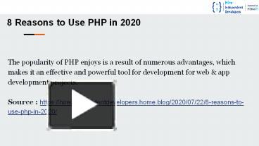 PPT – 8 Reasons to Use PHP in 2020 PowerPoint presentation | free to ...
