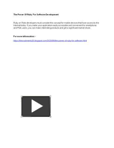 PPT – The Power Of Ruby For Software Development PowerPoint ...