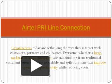 Airtel PRI (Primary Rate Interface) New line connection Provider in ...