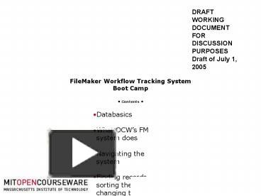 PPT – FileMaker Workflow Tracking System Boot Camp PowerPoint ...