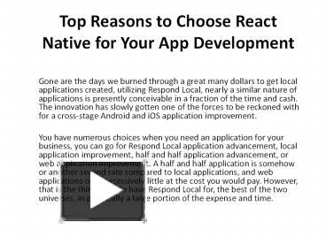 Top Reasons to Choose React Native for Your App Development ...