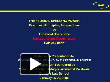 THE FEDERAL SPENDING POWER: presentation | free to view