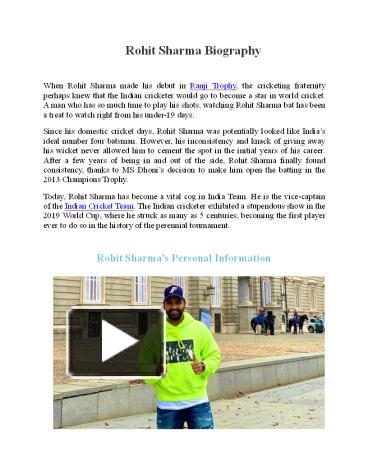 Rohit Sharma Biography presentation | free to download