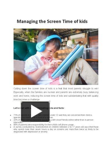 Managing the Screen Time of kids presentation | free to download