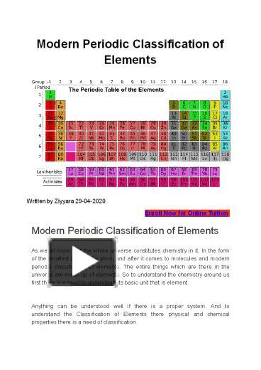 Modern Periodic Classification of Elements presentation | free to download