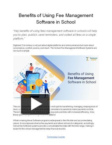 Benefits of Using Fee Management Software in School presentation | free ...
