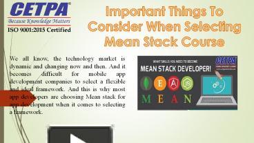 PPT – Best Mean Stack Certification Training Course PowerPoint ...