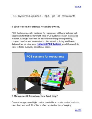 PPT – POS Systems Explained - Top 5 Tips For Restaurants PowerPoint ...