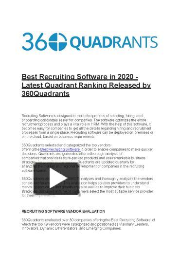 PPT – Best Recruiting Software in 2020 - Latest Quadrant Ranking ...