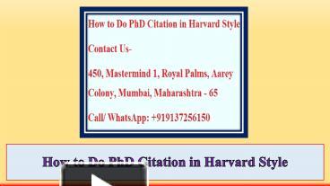 PPT – How to Do PhD Citation in Harvard Style PowerPoint presentation ...