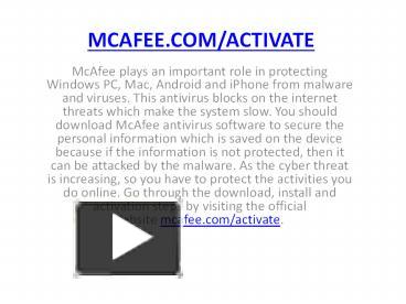PPT – Mcafee.com/Activate | Download, Install and Activate Mcafee ...