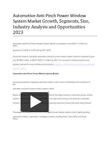 PPT – Anti-Pinch Power Window System Market Survey & Competitive Trends ...