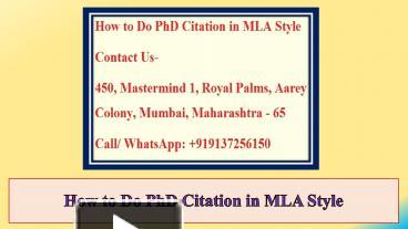 PPT – How to Do PhD Citation in MLA Style PowerPoint presentation ...