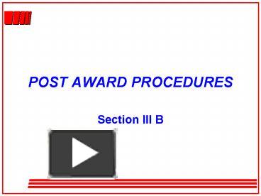POST AWARD PROCEDURES presentation | free to view
