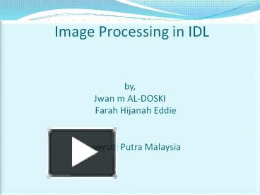 Image Processing in IDL presentation | free to download