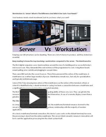 Workstation Vs. Server: What Is The Difference And Which One Suits Your ...