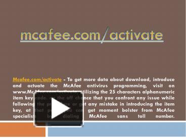 Mcafee.com/Activate - Enter McAfee 25 Digit code - McAfee Activate (5 ...