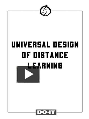 Universal Design of Distance Learning presentation | free to view