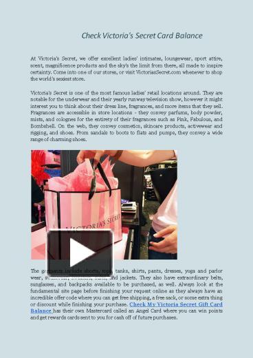PPT – Check Victoria's Secret Card Balance PowerPoint presentation ...